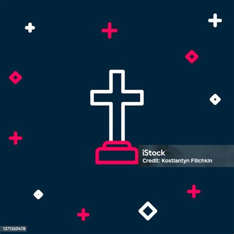 라인 맨 무덤 푸른 배경에 고립 된 장례 슬픔 아이콘 슬픔 슬픔 슬픔 죽음의 감정 다채로운 개요 개념 벡터 개념에 대한 스톡 벡터 아트 및 기타 이미지 Istock