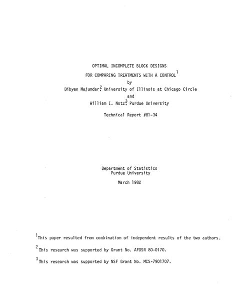 Pdf Optimal Incomplete Block Designs For Comparing Treatments With A