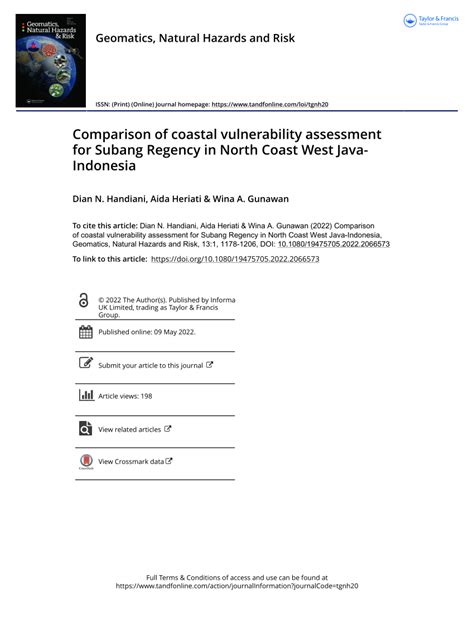 Pdf Comparison Of Coastal Vulnerability Assessment For Subang Regency