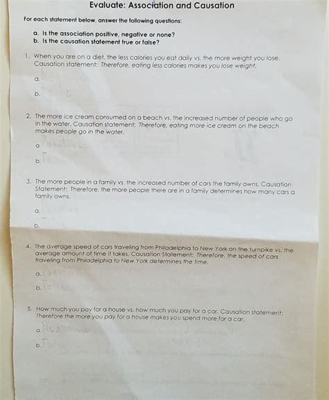 Evaluate Association And Causation For Each