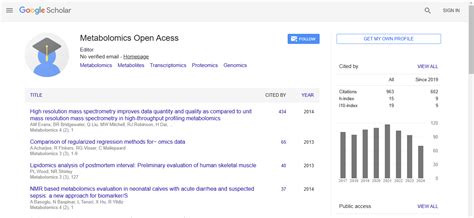 Metabolomicsopen Access Open Access Journals