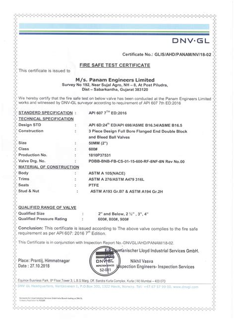 Certificate Panam Engineers Ltd