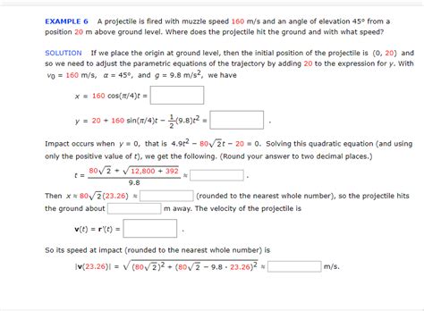 Solved EXAMPLE 6 A Projectile Is Fired With Muzzle Speed 160 Chegg Com