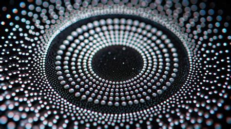 Abstract Circular Pattern Of White Dots On A Black Background Premium