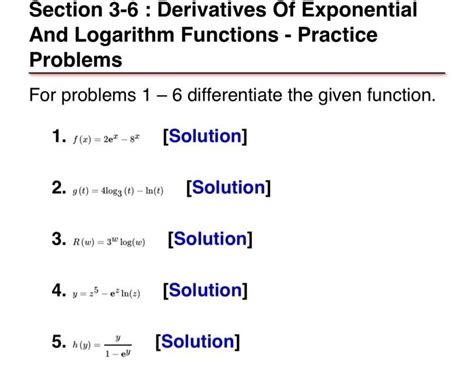 Solved Section 3 6 Derivatives Of Exponential And Chegg Com