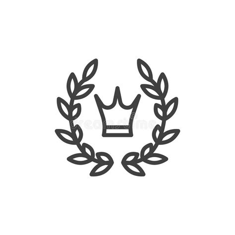 Crown And Laurel Wreath Line Icon Stock Vector Illustration Of Trophy Line 254739680