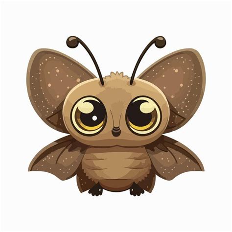 Cute Moth Cartoon Style Vector Illustration