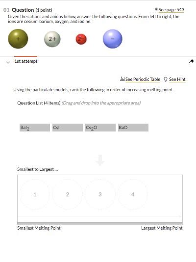 Solved 01 Question (1 point) See page 543 Given the cations | Chegg.com