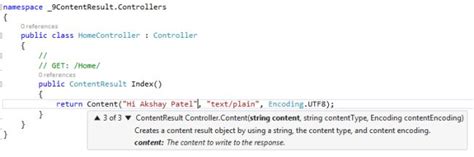 Content Result In Controller Sample In Mvc Day 9