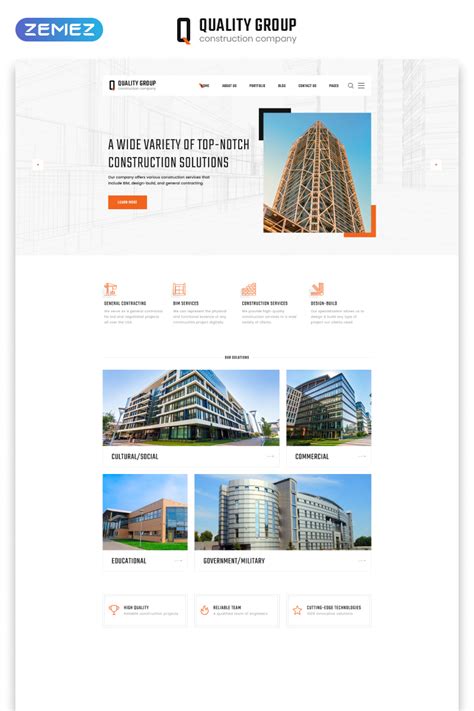 Construction Company Responsive Website Template 47125