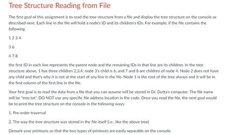 Solved Tree Structure Reading From File The First Goal Of Chegg