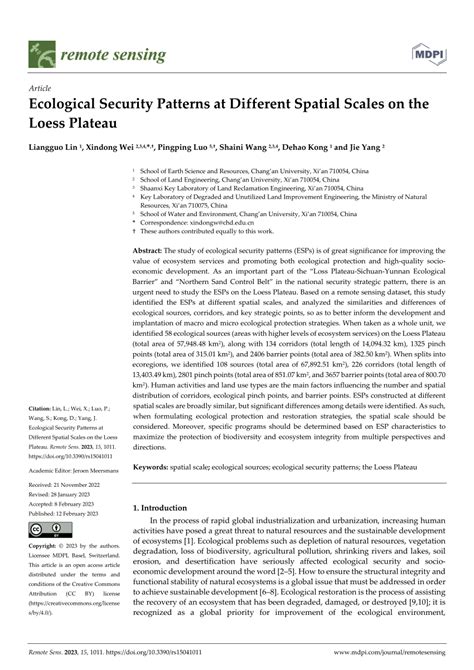 Pdf Ecological Security Patterns At Different Spatial Scales On The Loess Plateau