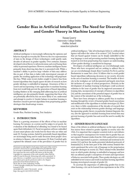 2018 Gender Bias In Artificial Intelligence The Need For Diversity And Gender Theory In