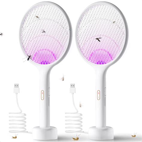 Yissvic Electric Fly Swatter 2 Pack Bug Zapper Racket 4000 Volt Dual Modes Fly Zapper