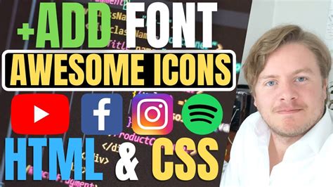 how to add font awesome icons in html and css youtube
