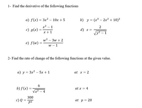 Solved 1- Find the derivative of the following functions a) | Chegg.com
