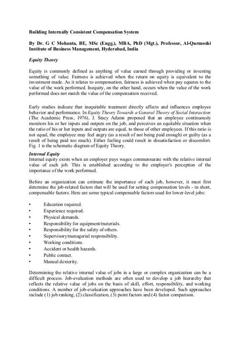 Building Internally Consistent Compensation System Creating Interna