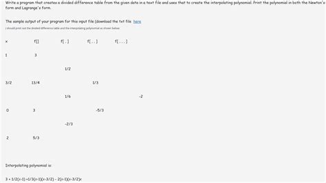 Write A Program That Creates A Divided Difference Chegg