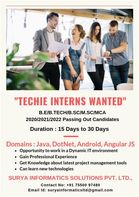 Techie Interns Wanted We Are Looking For Short Term “techie Interns