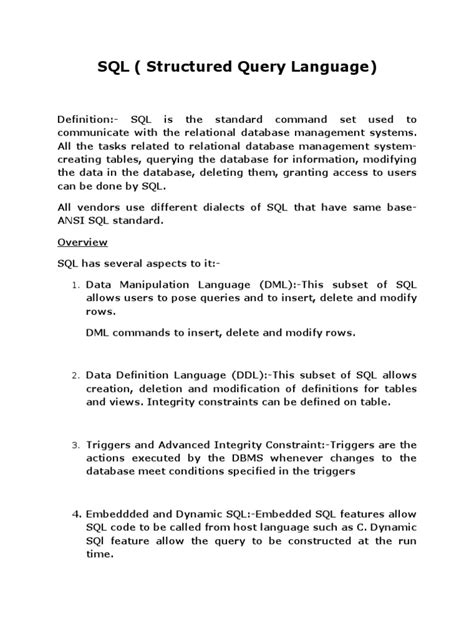 SQL (Structured Query Language) | PDF | Sql | Databases