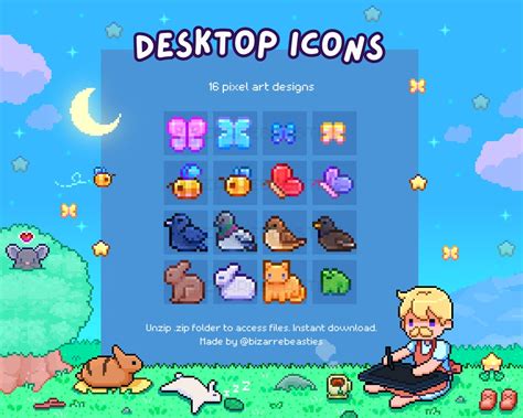 Cute Desktop Icons Pixel Art Folder Icon Desktop Customization Kawaii Custom Desk Setup