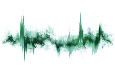 Green Sound Waveform Digital Display On White Background Showcasing Dynamic Audio Patterns And