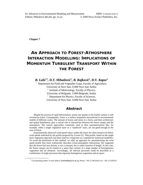 Pdf Turbulence And Wind Above And Within The Forest Canopy