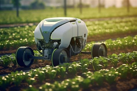 Premium Photo Smart Robotic Farmers In Agriculture Futuristic Robot Automation Working To