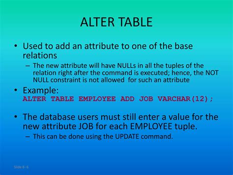 adbms 21 sql 99 schema definition constraints and queries ppt