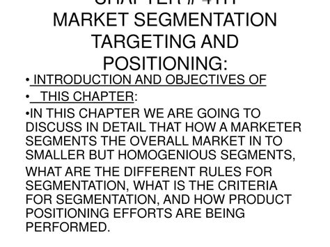PPT CHAPTER TH MARKET SEGMENTATION TARGETING AND POSITIONING