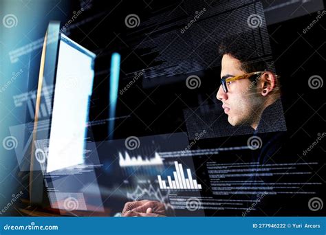 Computer Data Overlay And Man For Digital Programming Night Software
