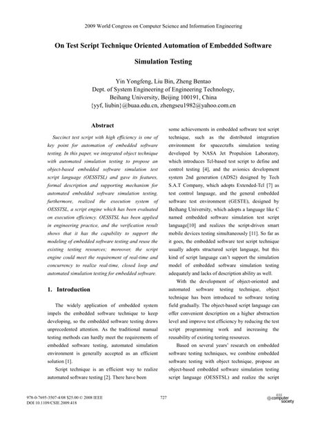Pdf On Test Script Technique Oriented Automation Of Embedded Software