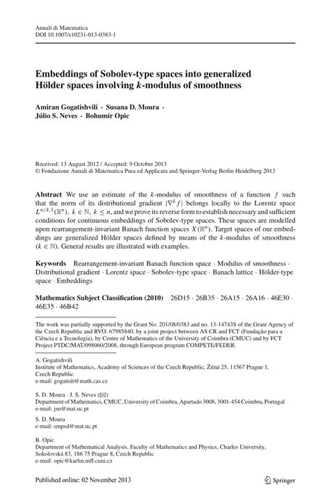 Pdf Optimal Embeddings Of Bessel Potential Type Spaces Into Generalized Hölder Spaces