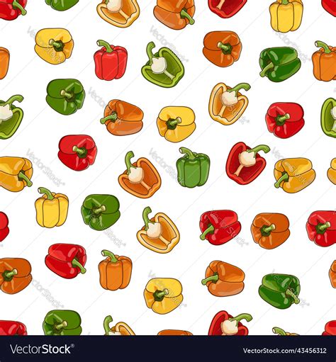 Seamless Pattern Bell Peppers Royalty Free Vector Image Seamless Pattern Bell Peppers Royalty Free Vector Image