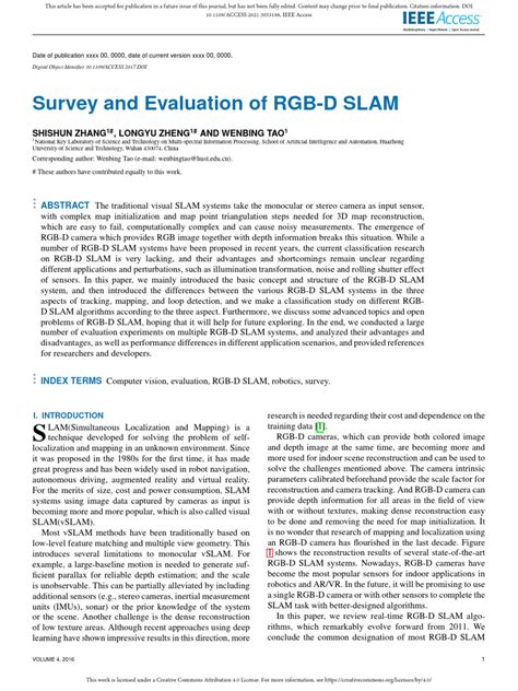 Survey And Evaluation Of Rgb D Slam Pdf Applied Mathematics