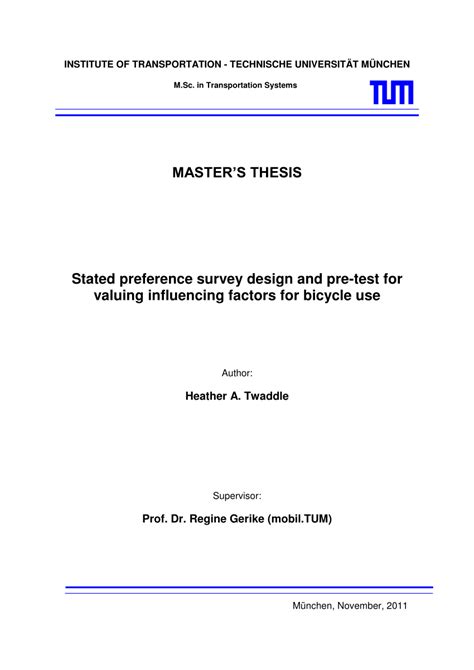 Pdf Stated Preference Survey Design And Pre Test For Valuing Influencing Factors For Bicycle Use