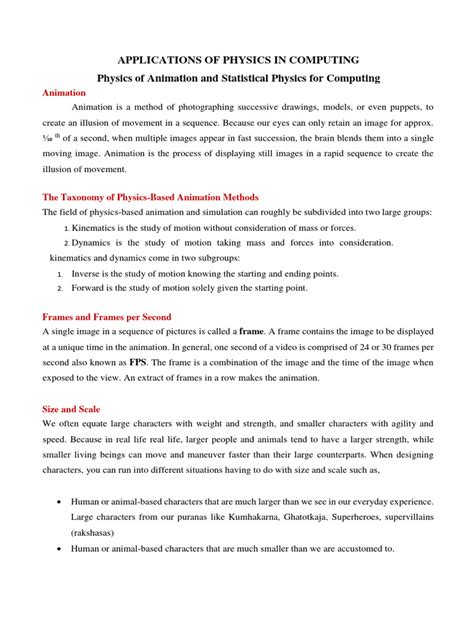 Physics Of Animation Ub Pdf Force Statistical Inference