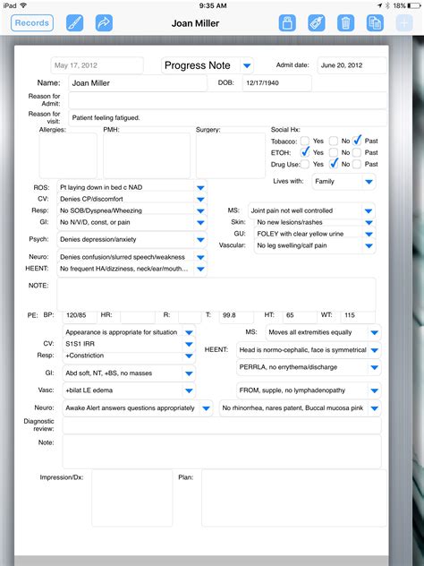 Nurse Creates Progress Note For Documenting Patients Health FormConnections