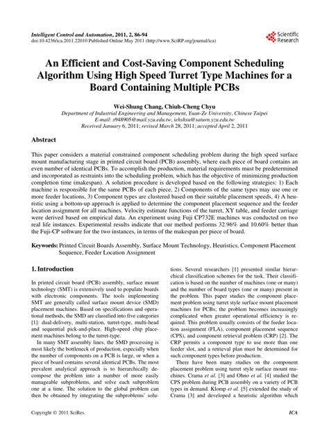 Pdf An Efficient And Cost Saving Component Scheduling Algorithm Using
