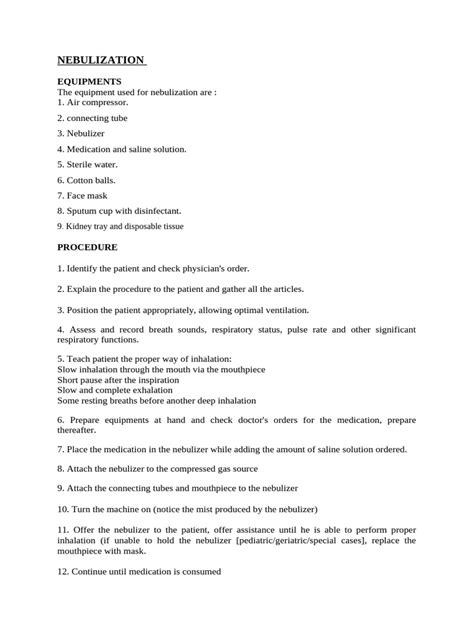 Nebulization Nd Steam Pdf Respiratory System Breathing