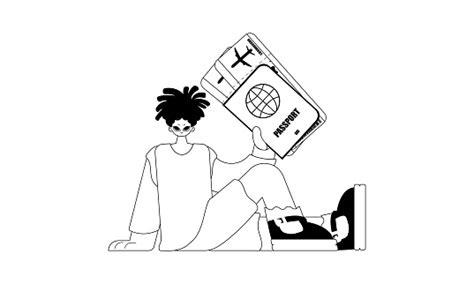 그 사람은 티켓에서 볼 수 있는 모든 포괄적인 신분증을 소지하고 있습니다 관광 과목 절망과 화이트 라인 장인 정신 트렌디한 스타일 벡터 일러스트레이션 개념에 대한 스톡 벡터