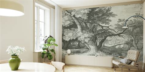 Landscape With Tree Etching Happywall