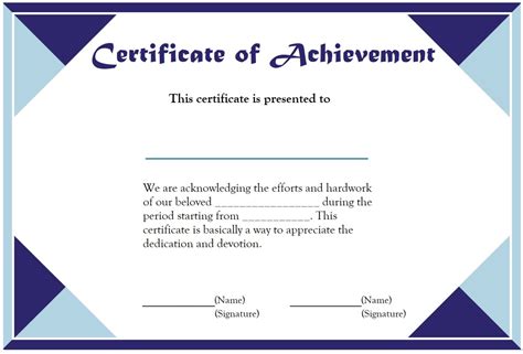 Certificate Of Achievement Format Free Word And Excel Templates