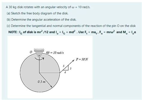 Solved A Kg Disk Rotates With An Angular Velocity Of Chegg