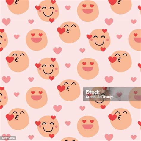 다양한 감정을 가진 추상적인 만화 얼굴의 배경 웃음과 이모티콘의 재미있는 매끄러운 패턴 감정에 대한 스톡 벡터 아트 및 기타 이미지 감정 귀여운 낙서 드로잉 Istock