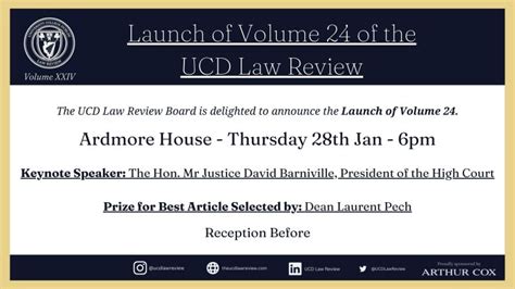 The Ucd Law Review Is Delighted To Announce The Launch Of Volume Xxiv
