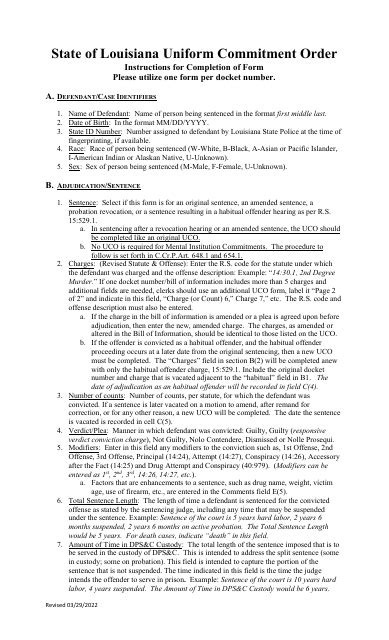 Download Instructions For Uniform Sentencing Commitment Order Pdf