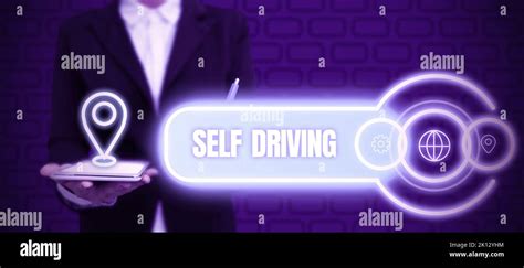 Writing Displaying Text Self Driving Word Written On Autonomous Vehicle Ability To Navigate