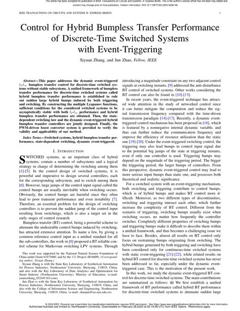 Pdf Control For Hybrid Bumpless Transfer Performance Of Discrete Time