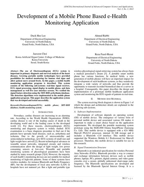 Pdf Development Of A Mobile Phone Based E Health Monitoring Application